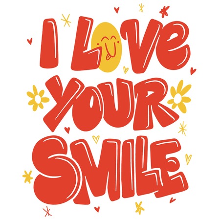 Sticker Cu Mesaj In Engleza I Love Your Smile, Flori, Inimi, Hippie, cu ...