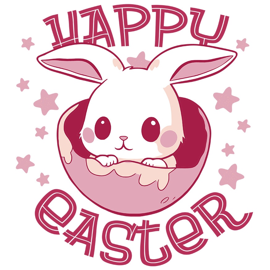 Стикер с послание на английски Честит Великден, Заек, Великден, Звезди ...