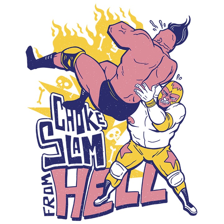 Sticker Cu Mesaj In Engleza Choke Slam From Hell, Wresting, cu Margini ...