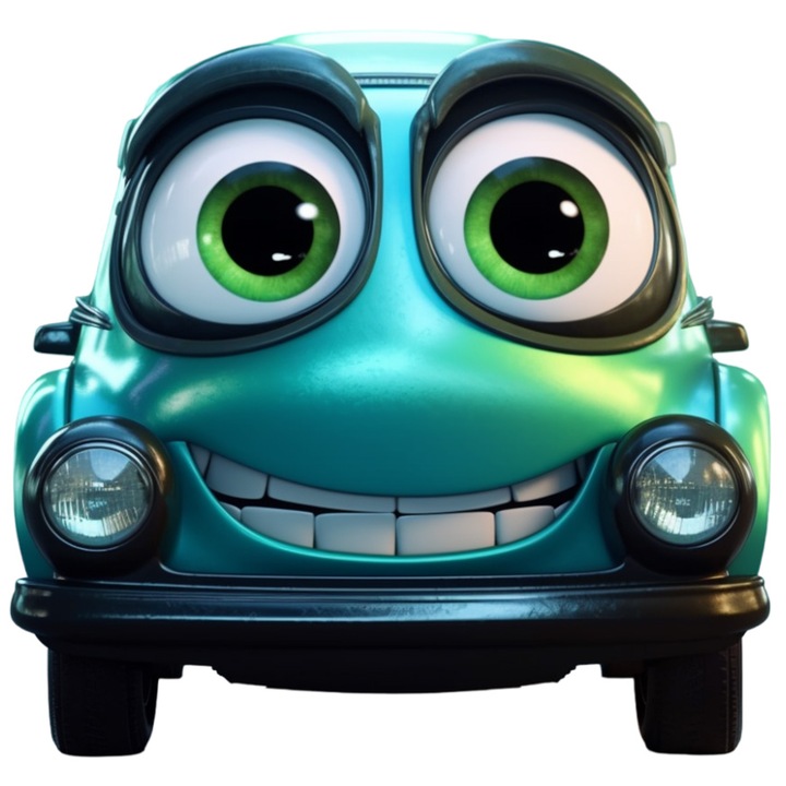 Sticker Cu Masina, Desene, Zambaret, Disney, cu Margini Albe, PVC Vinyl ...