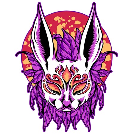 Sticker Cu Masca, Iepure, Frunze, Cerc, Pete, Fantasy, Foc, cu Margini ...