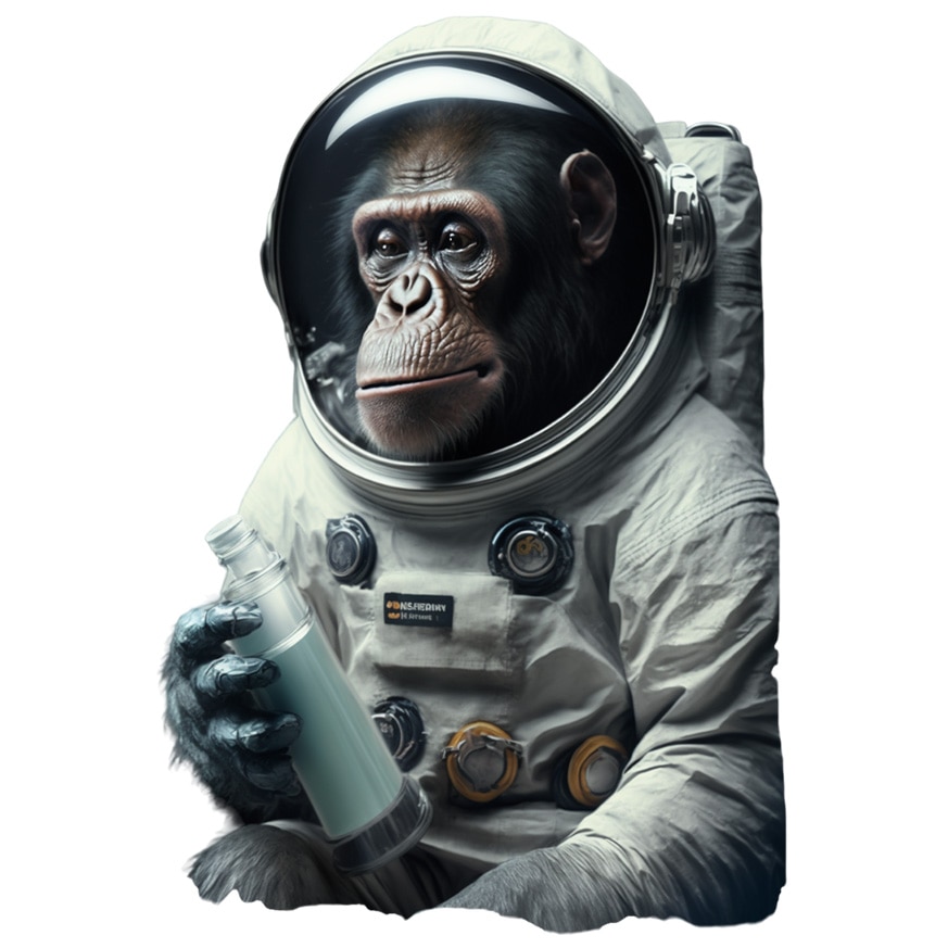 Sticker Cu Maimuta in Costum de Astronaut, Nava Spatiala, NASA, Galaxie ...