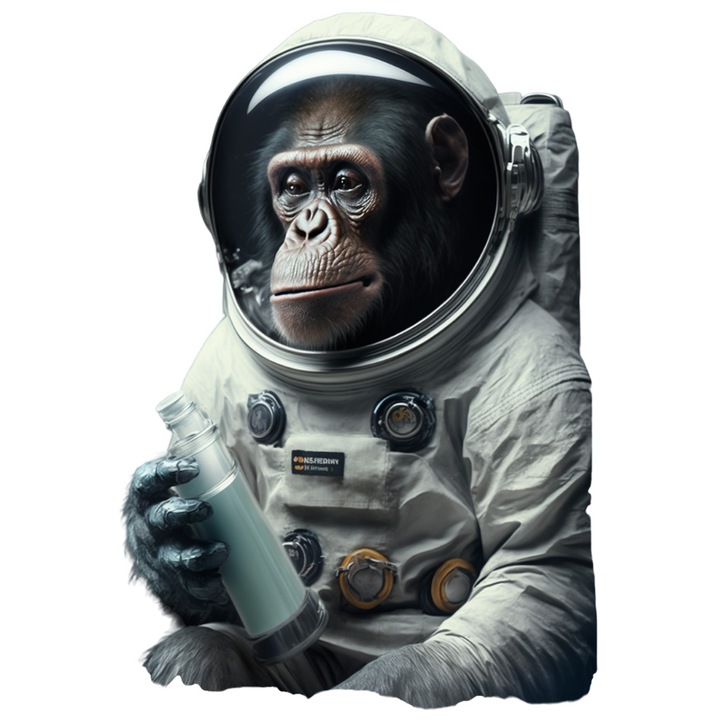 Sticker Cu Maimuta in Costum de Astronaut, Nava Spatiala, NASA, Galaxie ...