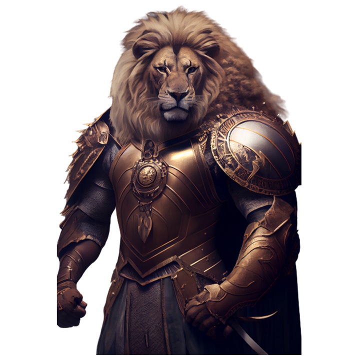 Sticker Cu Leu, Cavaler, Armura, Fantasy, Medieval, cu Margini Albe ...