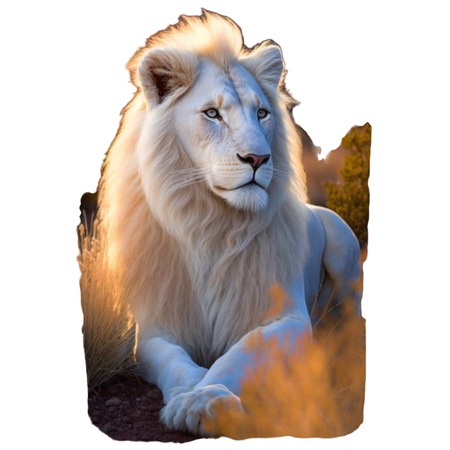 Sticker Cu Leu Alb, Savana, Jungla, Animale, Regele Leu, cu Margini ...