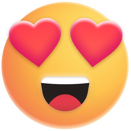 Sticker Cu Inimi, Ochi, Indragostit, Emoticon, Emoji, cu Margini Albe ...