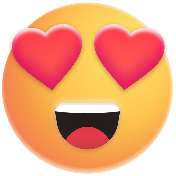 Sticker Cu Inimi, Ochi, Indragostit, Emoticon, Emoji, cu Margini Albe ...