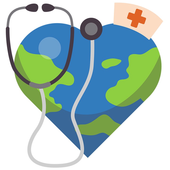 Sticker Cu Inima, Asistenta, Stetoscop, Planeta, cu Margini Albe, PVC ...