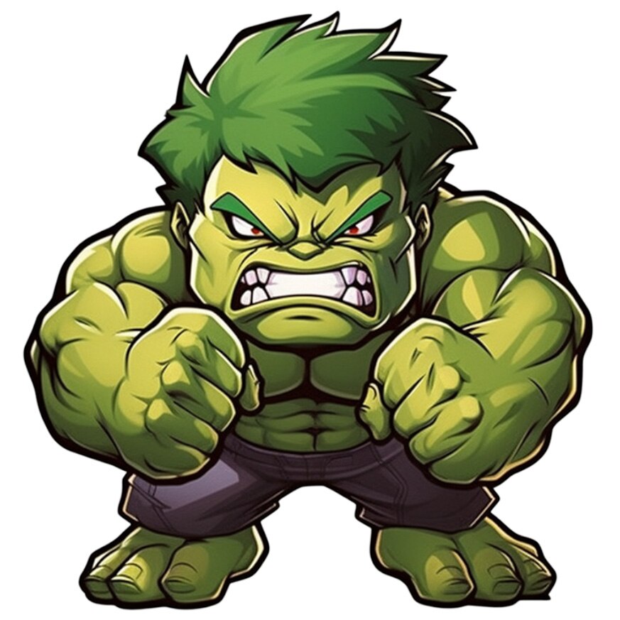Sticker Cu Hulk, Supereroi, Chibi, Marvel, Iubitori De Benzi Desenate, cu Margini Albe, PVC ...