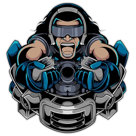 Sticker Cu Gamer, Controller Rupt, Robot, Ochelari, Mecha, cu Margini ...