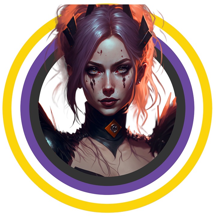 Sticker Cu Femeie, Fantasy, Par Colorat, Magie, Razboinic, cu Margini ...