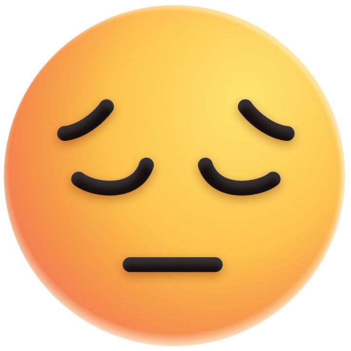 Sticker Cu Emoticon, Emoji, Suparare, Fata Trista, cu Margini Albe, PVC ...