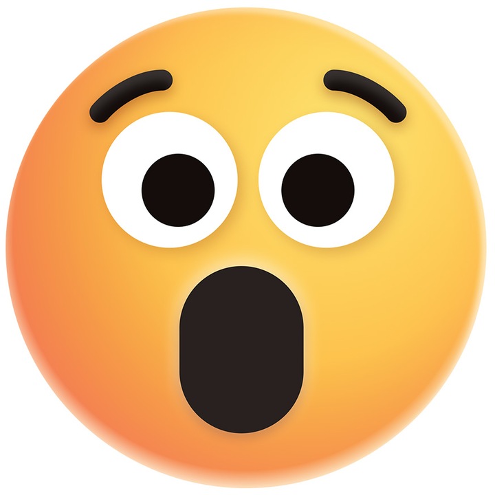 Sticker Cu Emoticon, Emoji, Socat, Surprins, cu Margini Albe, PVC Vinyl ...