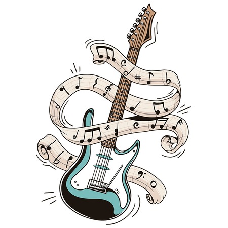 Sticker Cu Chitara, Note Muzicale, Iubitori De Muzica, Portativ ...