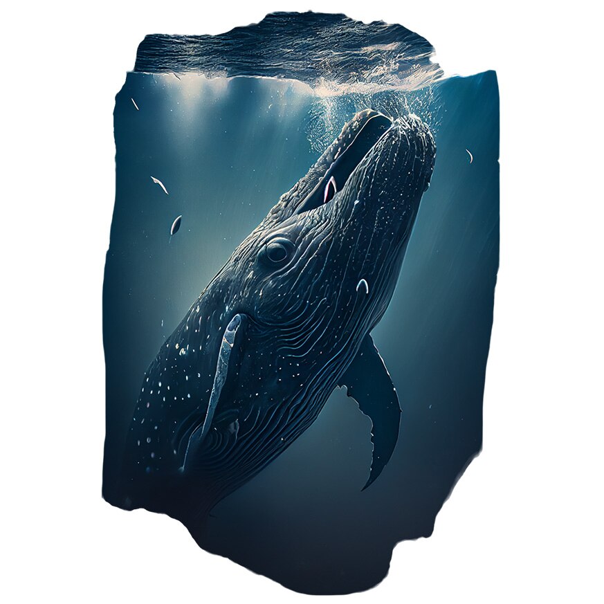 Sticker Cu Balena, Ocean, Mamifer Marin, Acvatic, Apa, cu Margini Albe ...