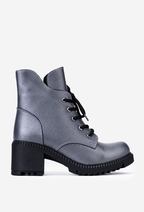 Botine gri sidefat din piele texturata - eMAG.ro