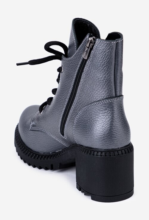 Botine gri sidefat din piele texturata - eMAG.ro