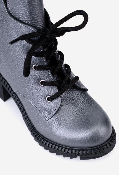 Botine gri sidefat din piele texturata - eMAG.ro