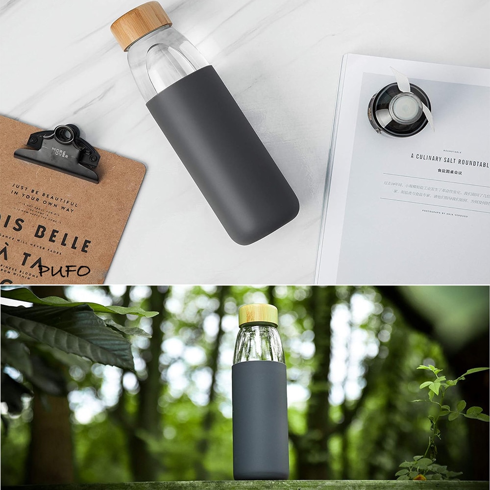 Sticla pentru apa sau lichide din material borosilicat cu protectie din ...