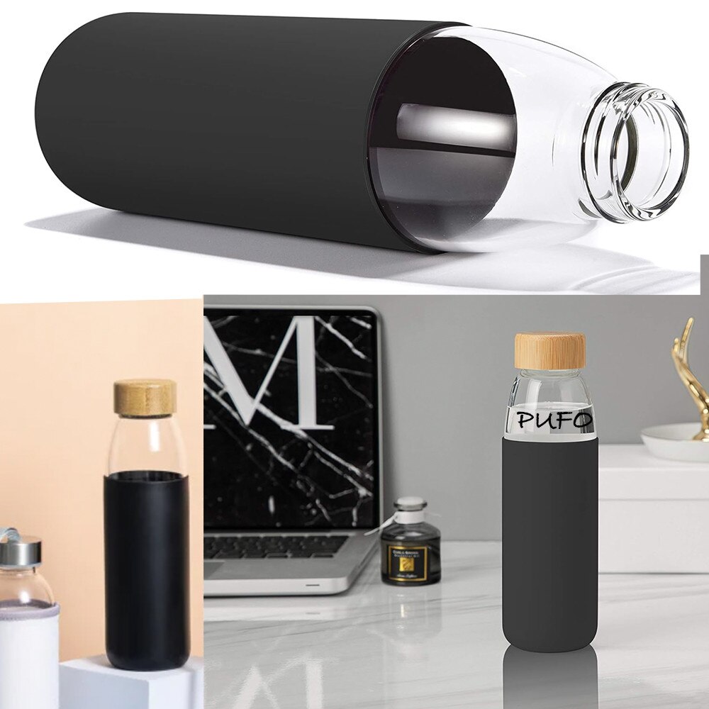 Sticla pentru apa sau lichide din material borosilicat cu protectie din ...