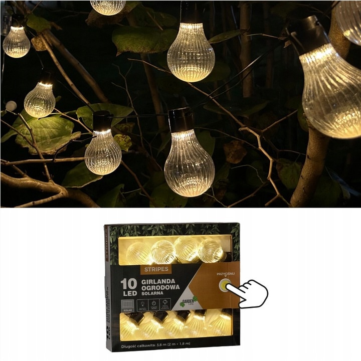 Ghirlanda luminoasa, LED, model Stripes, 10 becuri, 380cm, incarcare ...