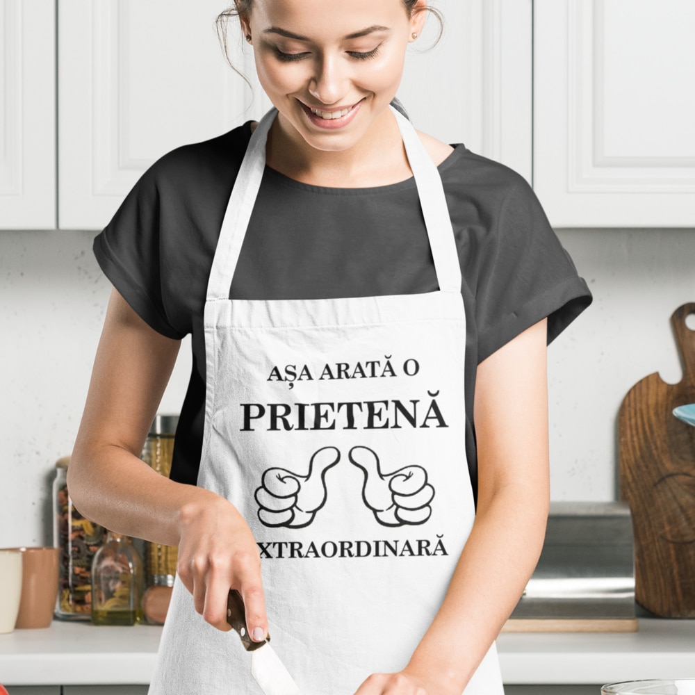 Sort de Bucatarie personalizat cu mesaj pentru prietena, Alb, 85 x 60 ...