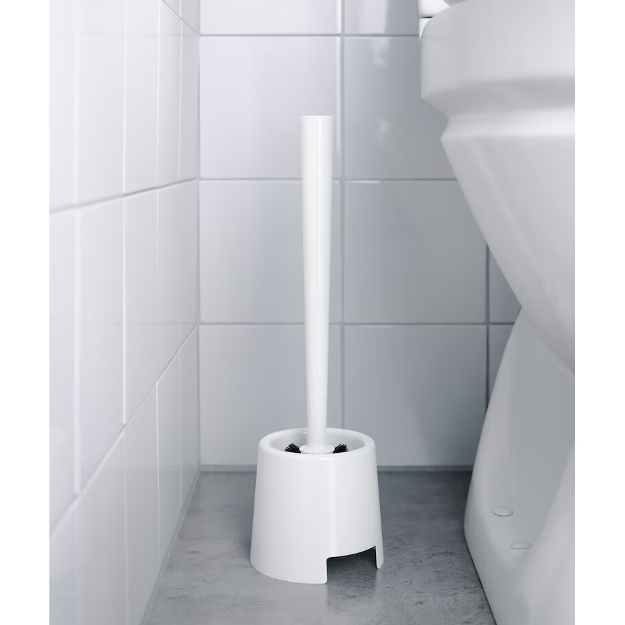 Perie WC, din plastic, suport coletare apa, alb lucios - eMAG.ro