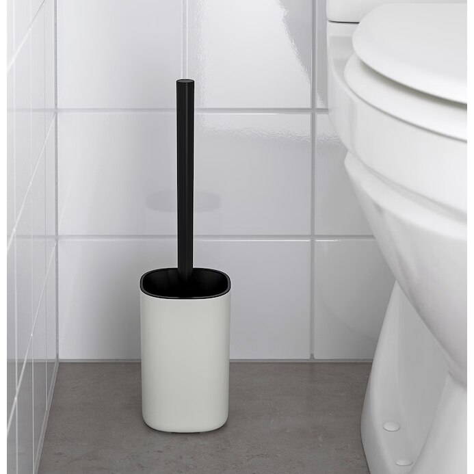 Perie WC, din plastic, suport coletare apa, alb/negru - eMAG.ro