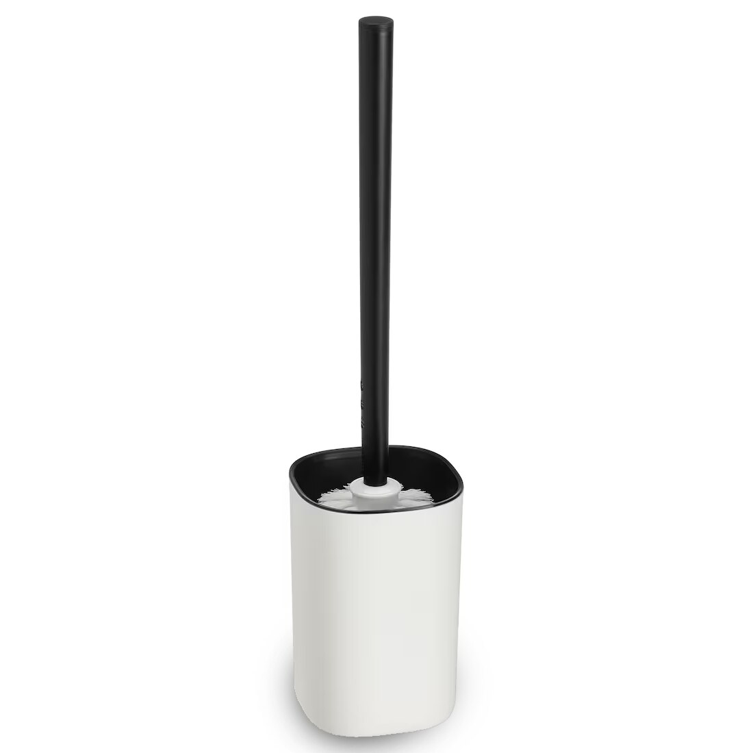 Perie WC, din plastic, suport coletare apa, alb/negru - eMAG.ro