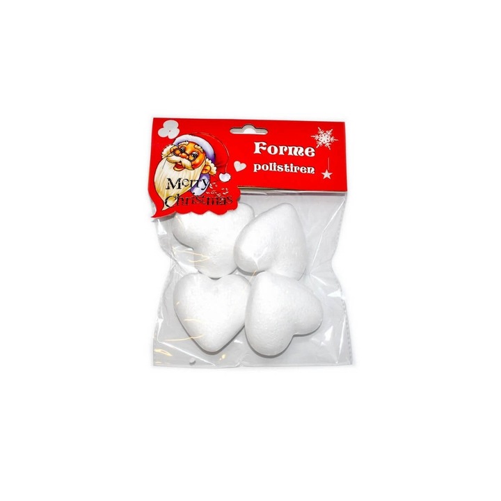 Forme polistiren de pictat INIMA, 4 buc/set, diametru 5 cm - eMAG.ro