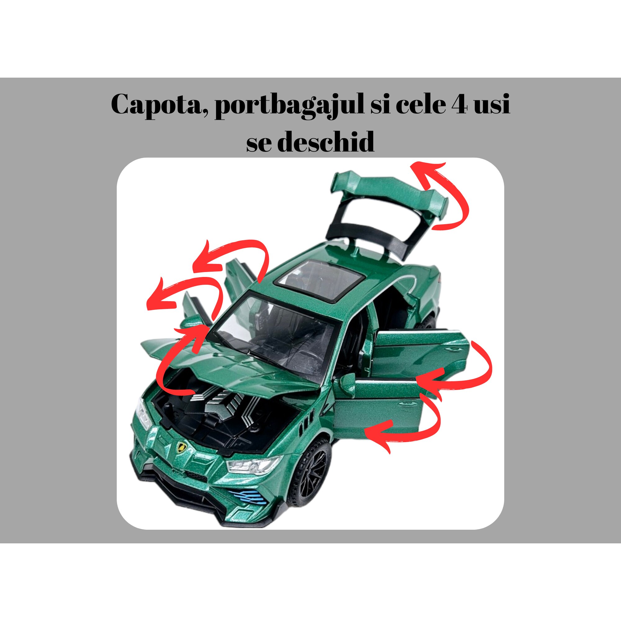 Masinuta metalica Lamborghini Urus, 3 sunete realistice, Farurile si ...