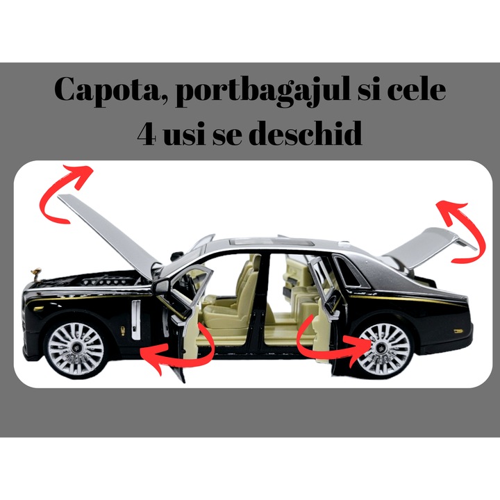 Masina metalica limuzina Rolls Royce Phantom, 3 sunete realistice ...