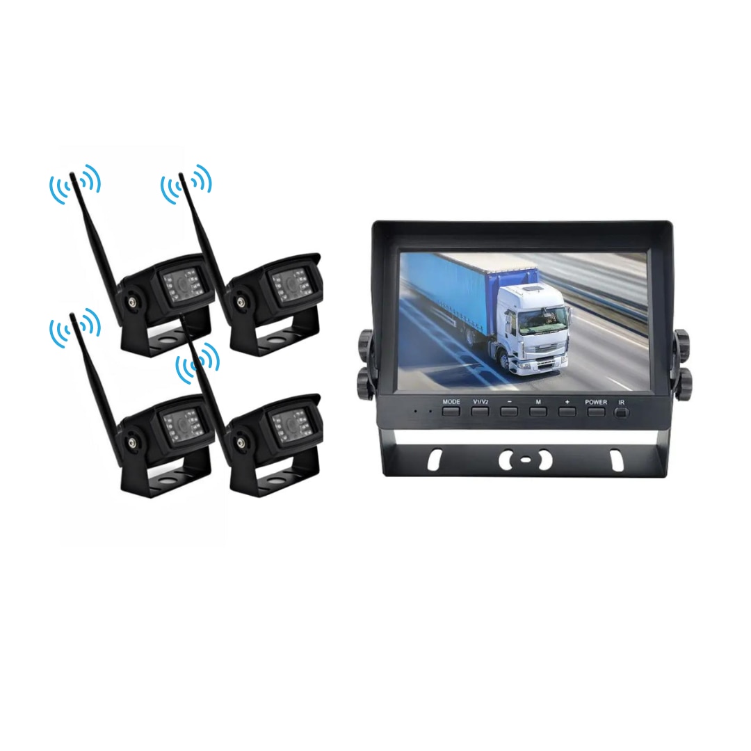 KIT Camere de Supraveghere Auto 5mp Wireless, metalice IR cu Monitor 7 ...