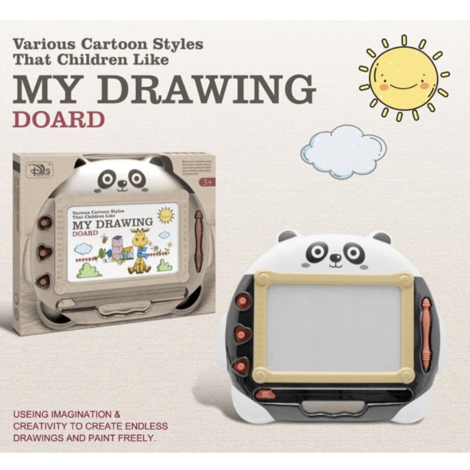 Tabla magnetica de scris, cu creion, 3 stampile incluse, model Panda ...
