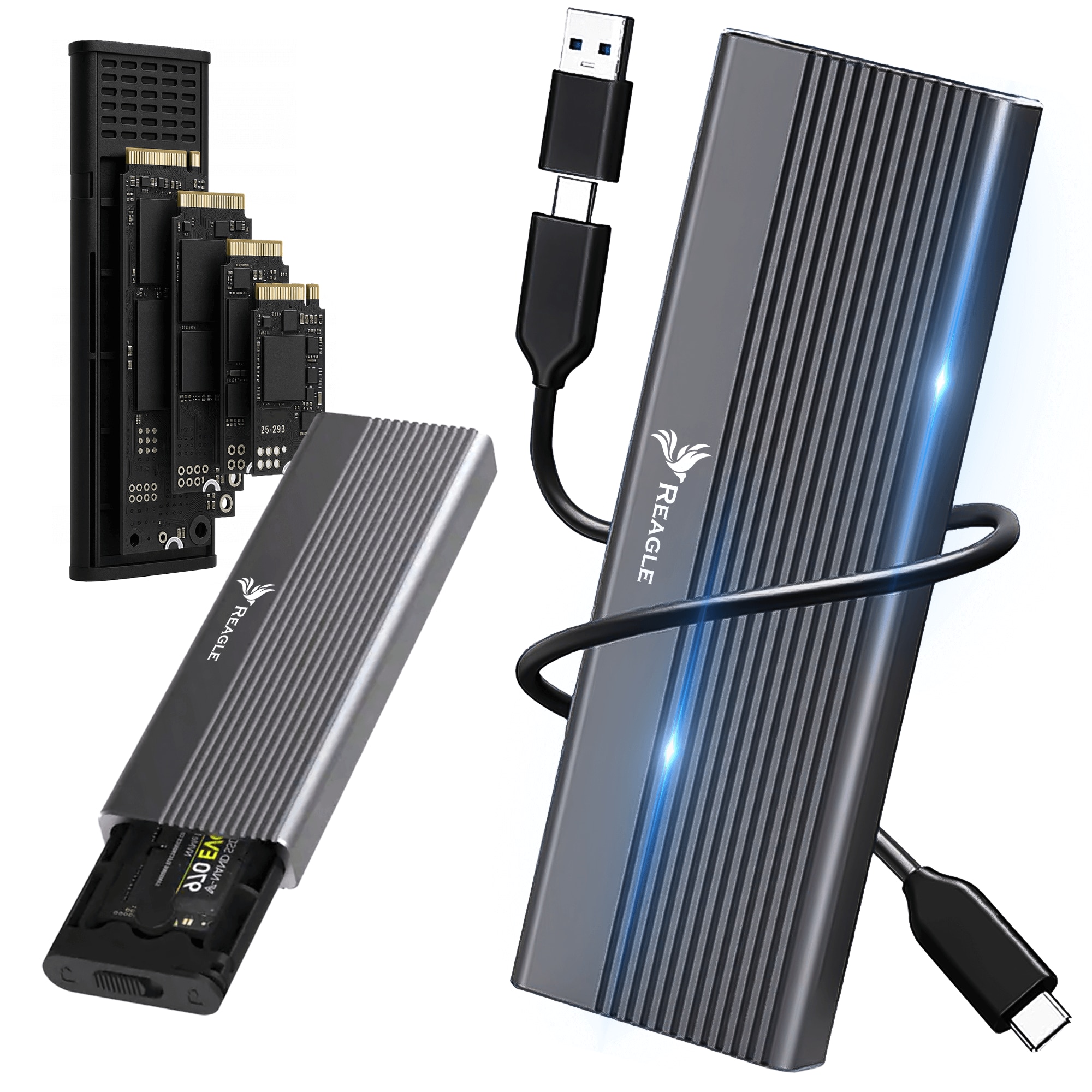 Външен шкаф NVME SSD кутия M.2 USB-C 3.2 Gen2 адаптер M2 Reagle - eMAG.bg