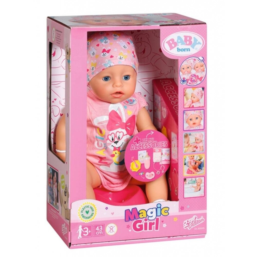 Papusa BABY born Magic Girl, interactiva, 10 functii, roz, 43cm - eMAG.ro