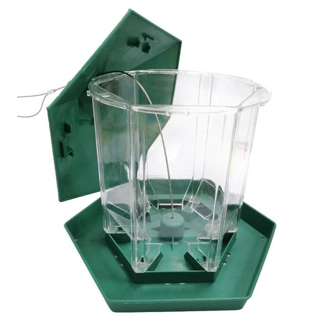 Hranitor pasari Jormftte, design hexagonal, transparent/verde, cu ...