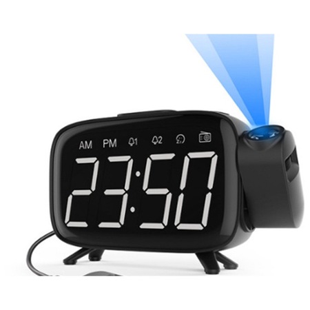 Ceas cu proiector Mmgoqqt, luminozitate reglabila, radio, negru - eMAG.ro