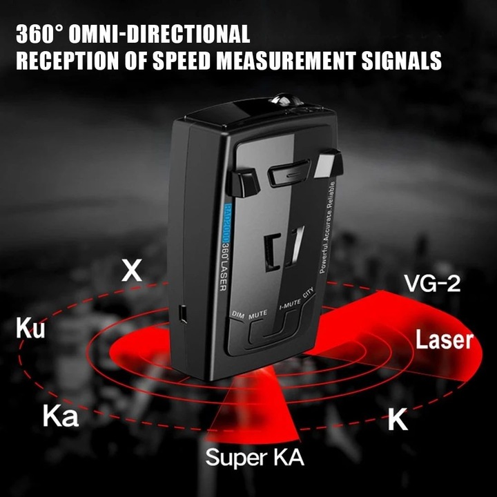 Detector de radar RAD2000, Excitat®, 16 benzi, Detectie laser 360 grade ...