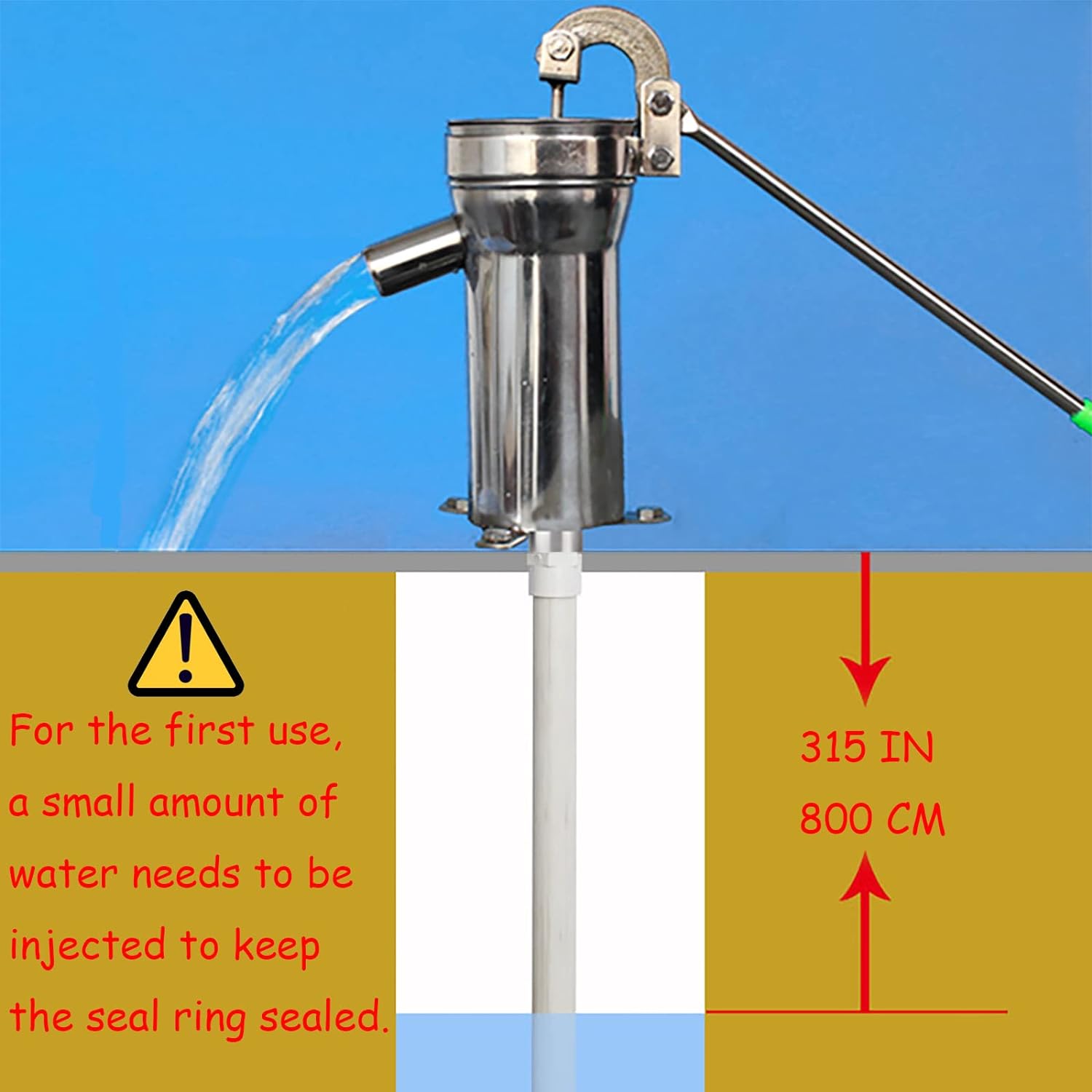 Pompa manuala de apa, Excitat, otel inoxidabil, usor de asamblat, fara ...