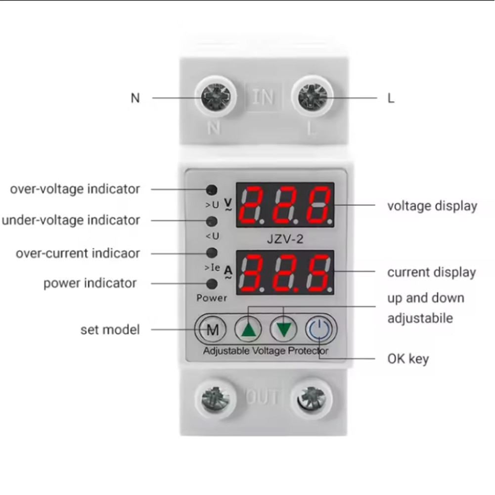 Releu monofazic si contor de energie, reglabil, digital, 63A, 230V, protectie supratensiune si ...