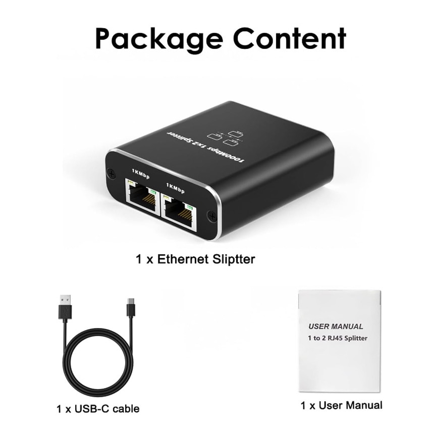 Splitter retea, AEWOYAD, Ethernet RJ45 1000Mbps, Activ, 1 in 2 out ...