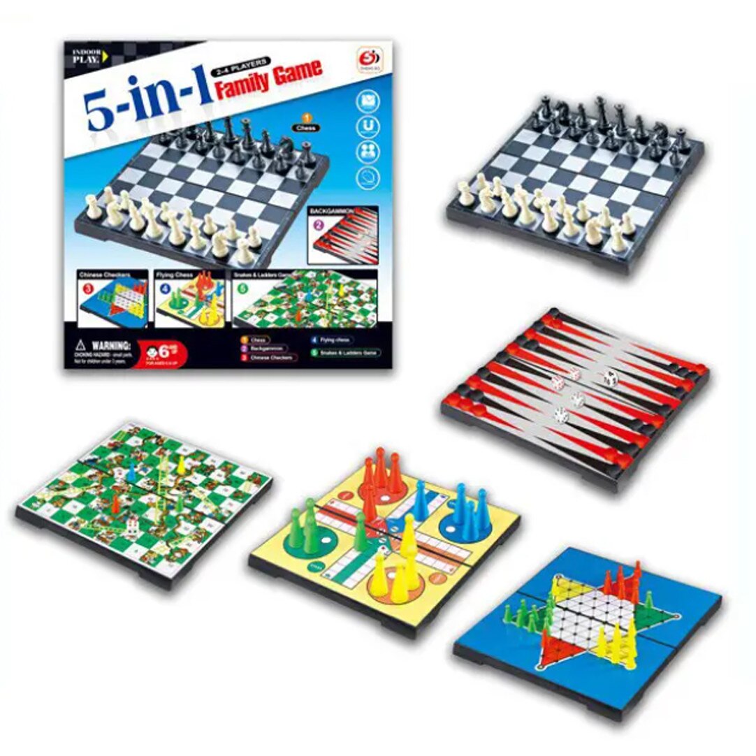 Joc de sah 5 in 1, Set de jocuri, Table din Lemn Lucrat Manual, 26.5x27 ...