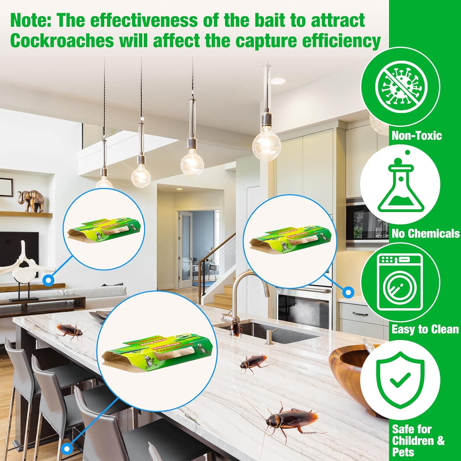 Set de 10 capcane pentru gandaci, Excitat®, sigur, non-toxic, portabil ...