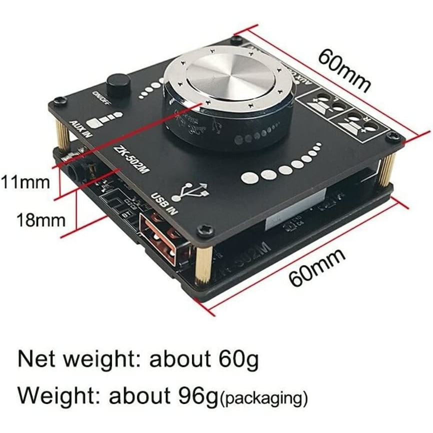Kit modul amplificator 2 x 50W, JENUOS®, ZK-502M, 9-24V/3A, Hifi ...