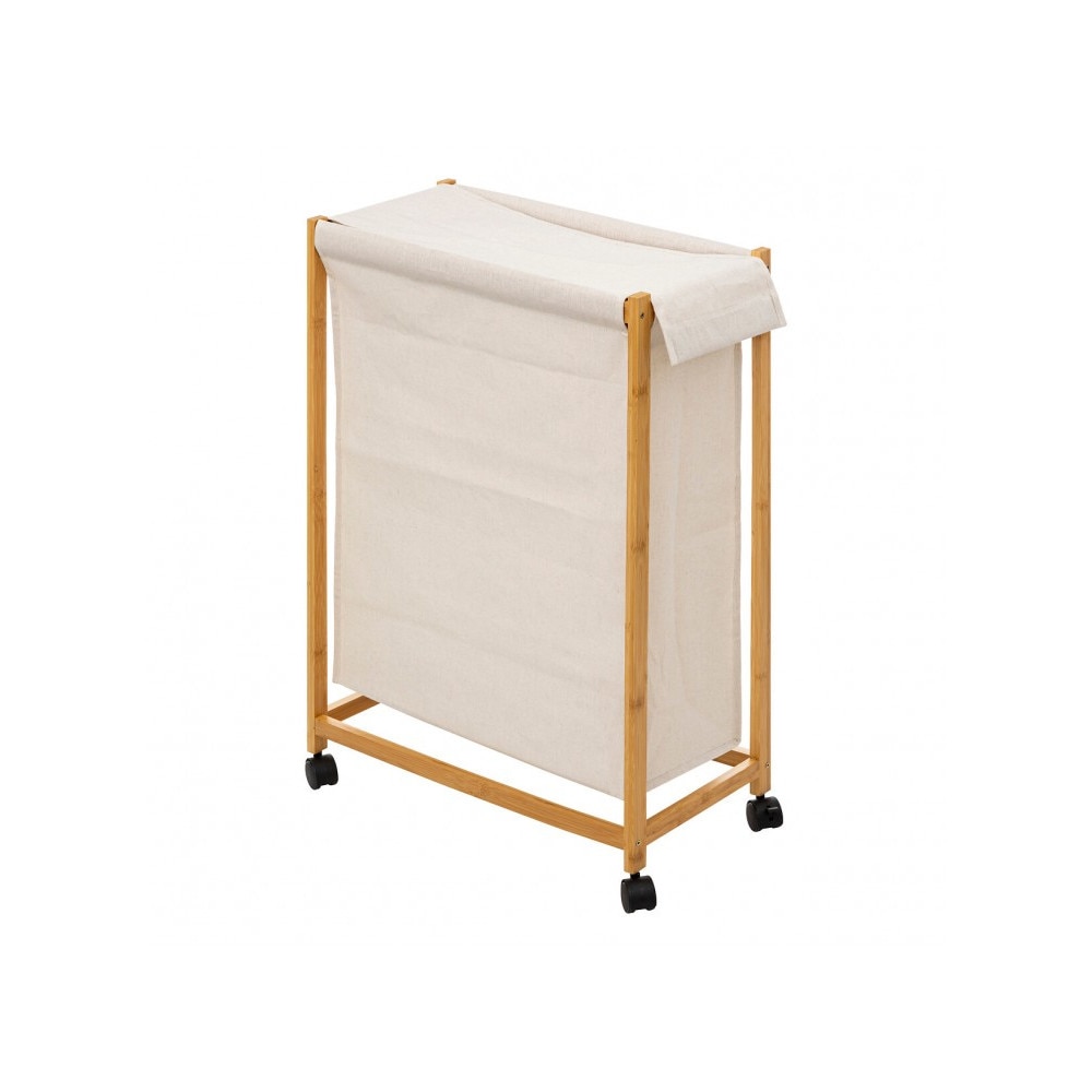 Cos rufe 5Five Bambou pe roti, cadru bambus, 52 litri, 55x28x80 cm, bej ...