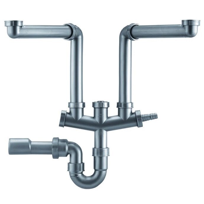 Kit sifon pentru chiuvete cu 1.5 / 2 cuve, gri, Franke 112.0624.484 ...