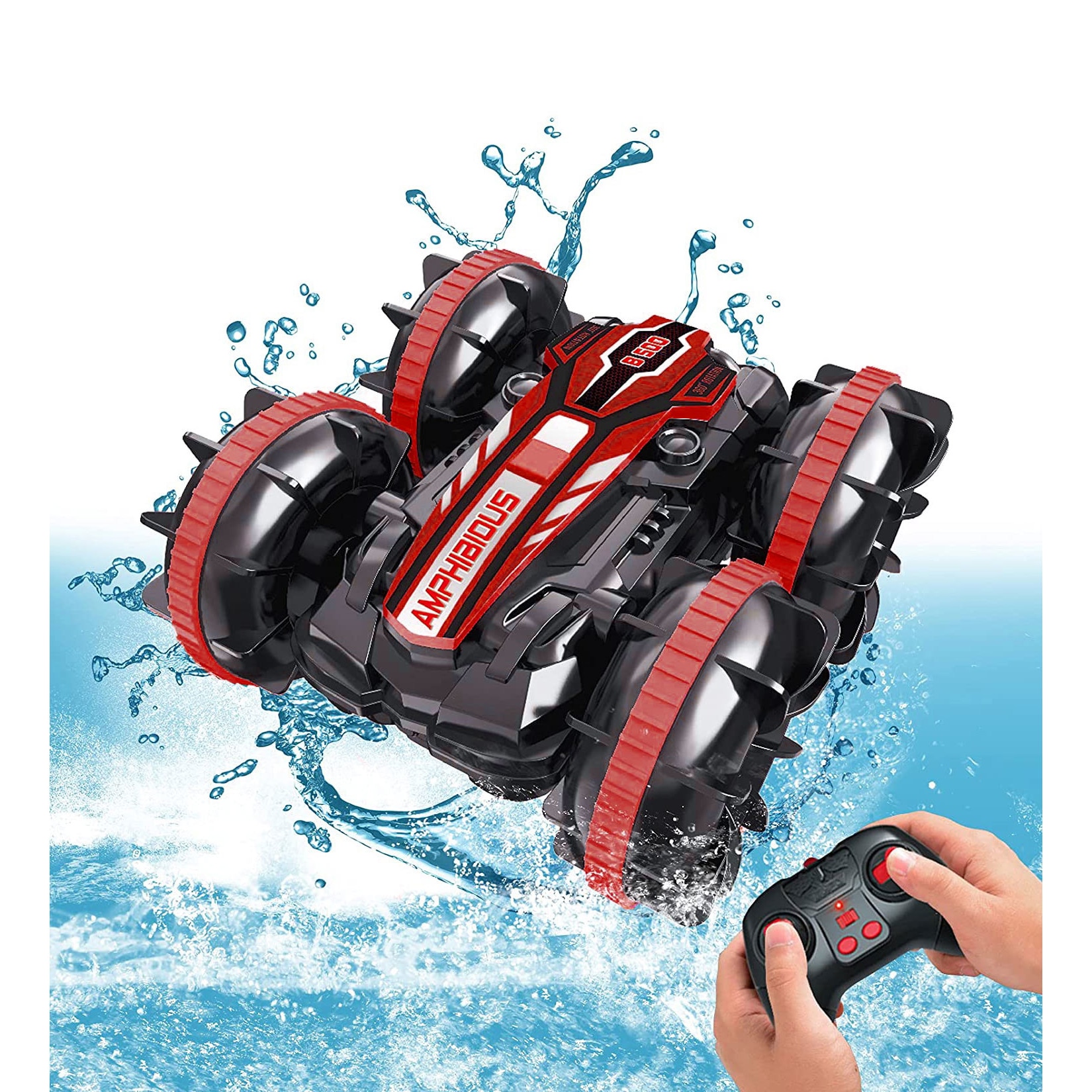 Masina RC cu telecomanda cu telecomanda, 4WD, amfibie, telecomanda de 2 ...