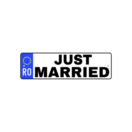 Placuta auto Just Married, PVC, 51x11 cm - eMAG.ro