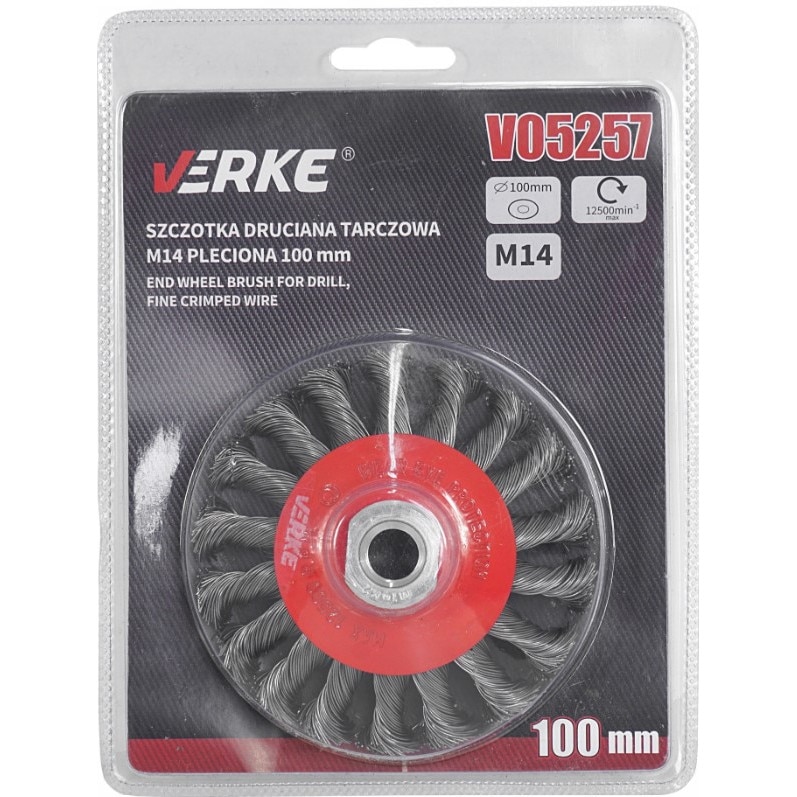 Perie sarma circulara cu toroane, 100mm, M14, sarma impletitata, Verke ...